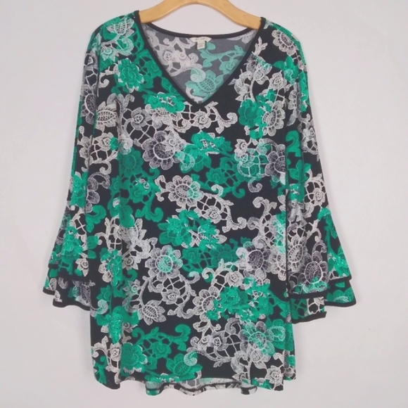Est.1948 | Tops | Est 946 Greenblack And White Size 18w Tunic Top ...